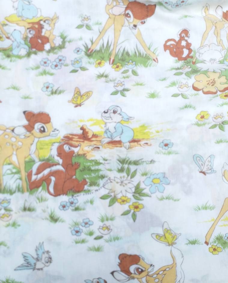 Bambi Fabric Vintage 1950s Bambi Walt Disney Productions Fabric Lovely ...