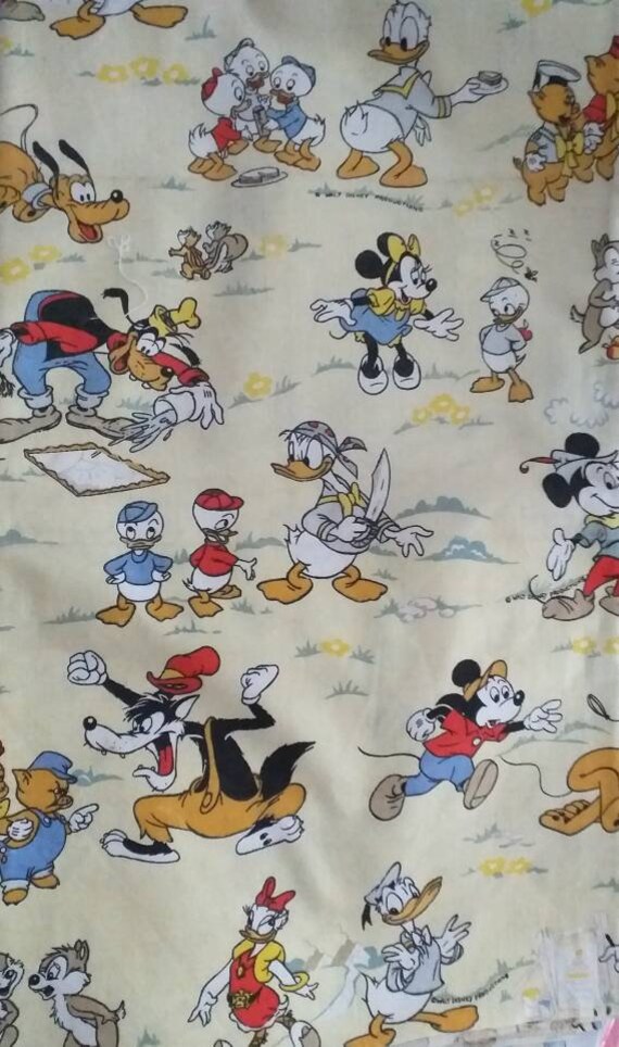 Mickey Mouse Disney Fabric Vintage Unused 1950s Disney Fabric | Etsy