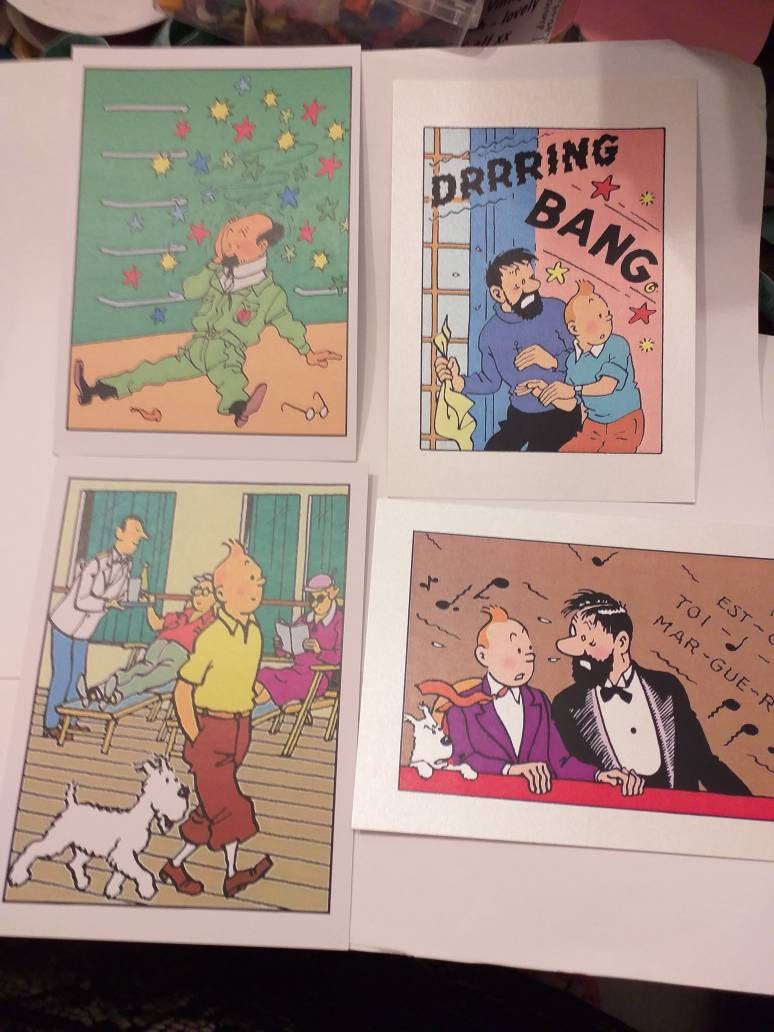 Tintin Vintage Hergè Packs of 4 Picture Post Cards Tintin and | Etsy