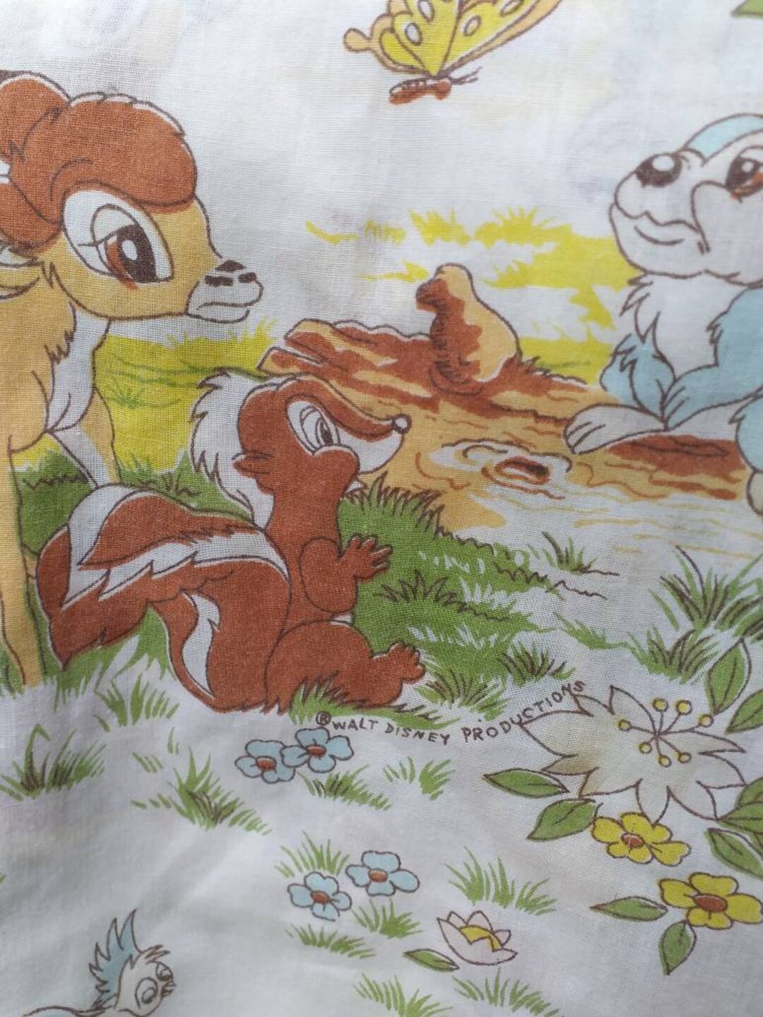Bambi Fabric Vintage 1950s Bambi Walt Disney Productions Fabric Lovely ...
