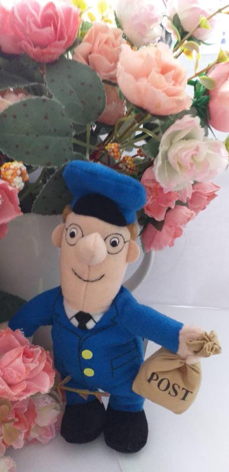 Postman Pat Fabric 1980s on a White or Yellow Background. Vintage ...