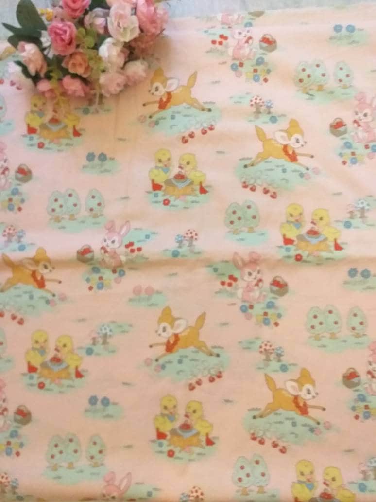 Bambi Fabric Vintage 1950s Bambi, Rabbit & Chicks Fabric Unused and in ...