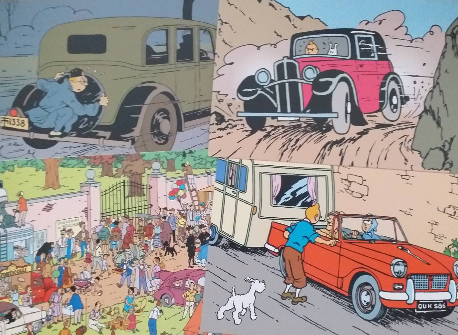 Tintin Vintage Hergè Pack of 4 Picture Post Cards Tintin and Friends ...