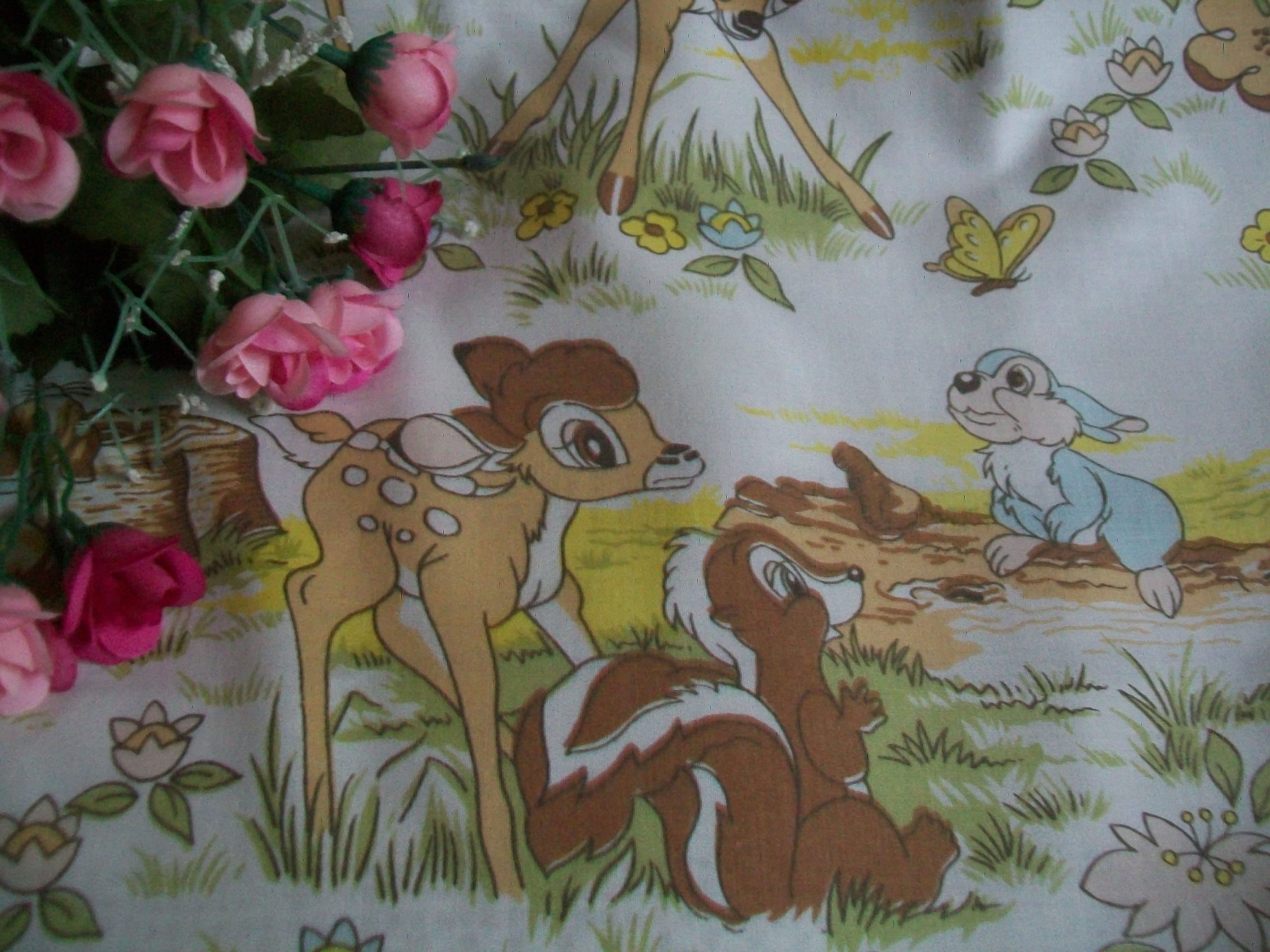 Bambi Fabric Vintage 1950s Bambi Walt Disney Productions Fabric Lovely ...