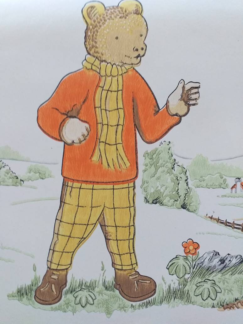 Rupert Bear Wallpaper RARE Vintage Brown Face Rupert Wallpaper - Etsy