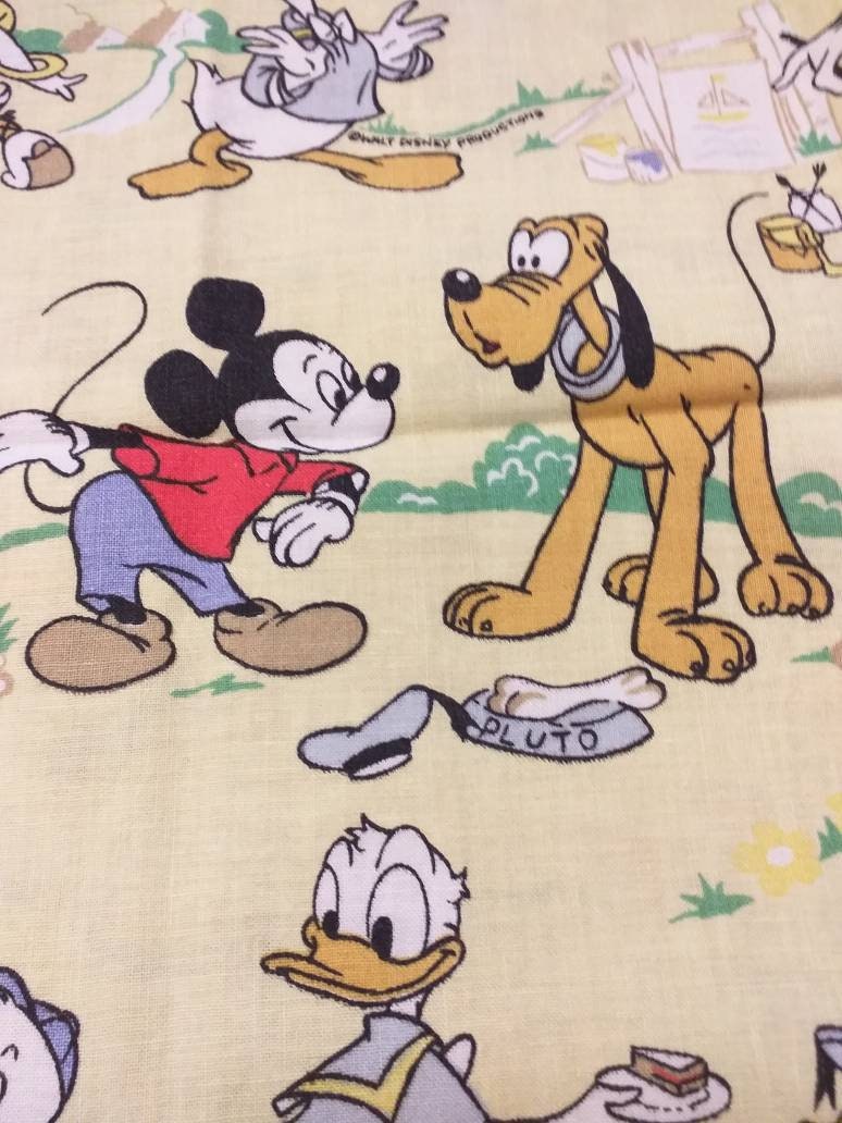 Mickey Mouse Disney Fabric Vintage Unused 1950s Disney Fabric Lovely ...