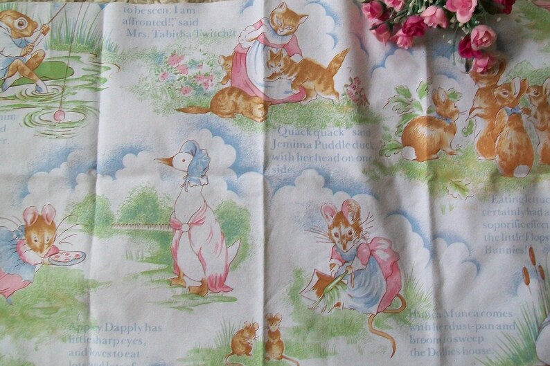 Peter Rabbit Fabric 1950s & Various Vintage Beatrix Potter Fabrics ...