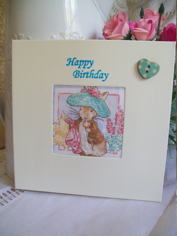 Peter Rabbit Fabric Birthday Card or New Baby From Vintage | Etsy UK