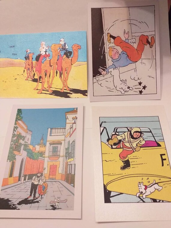 Tintin Vintage Hergè Pack of 4 Picture Post Cards Tintin and | Etsy