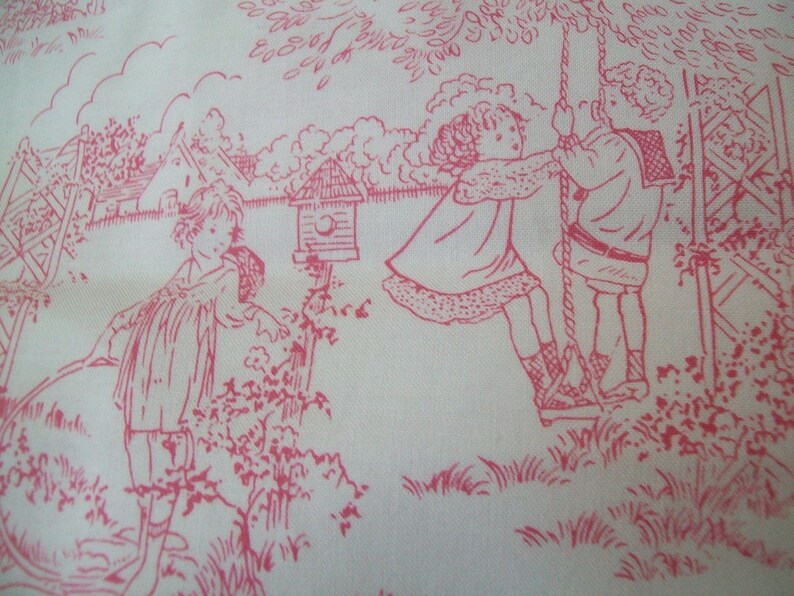 Nursery Childrens Fabric. Lovely vintage Redwork Designer | Etsy