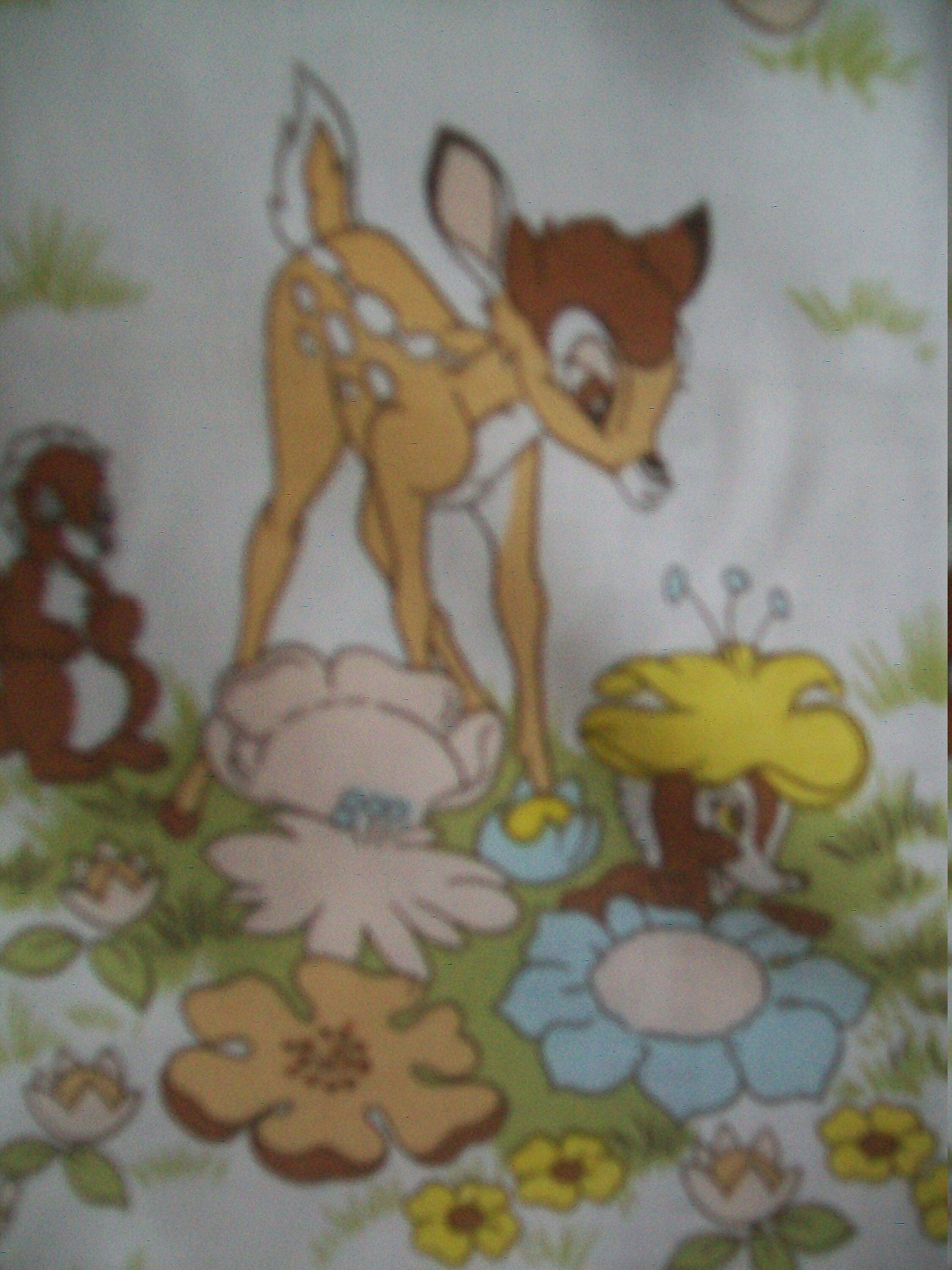 Bambi Fabric Vintage 1950s Bambi Walt Disney Productions Fabric Lovely ...