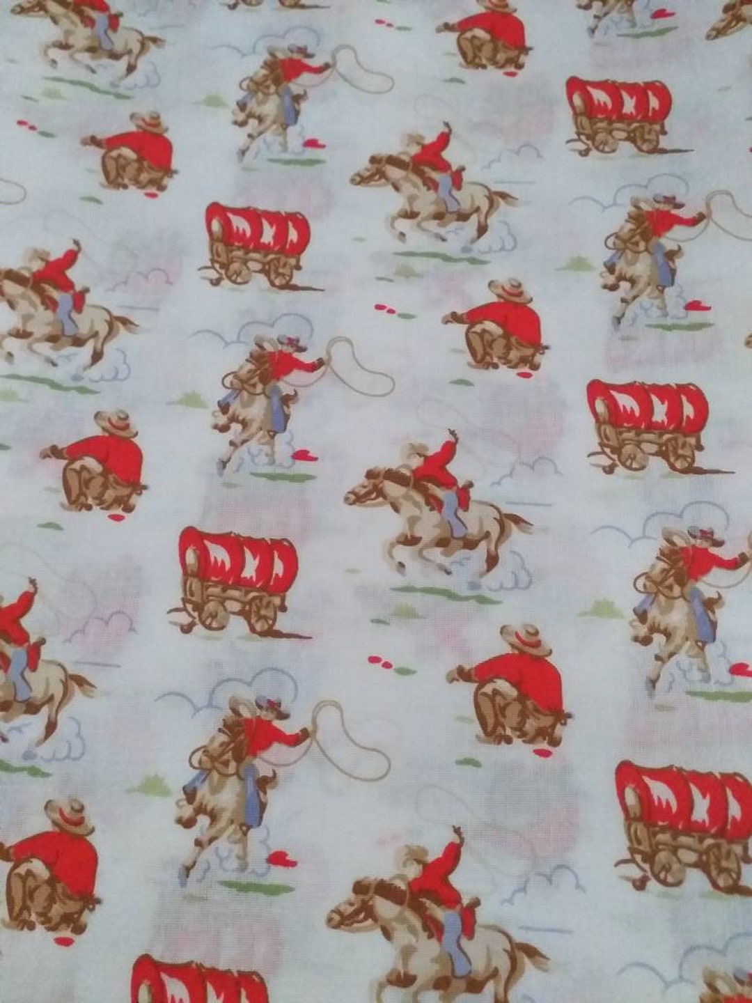 Cath Kidston Unused Vintage Cowboy Blue or Cream Cotton Fabric Vintage ...
