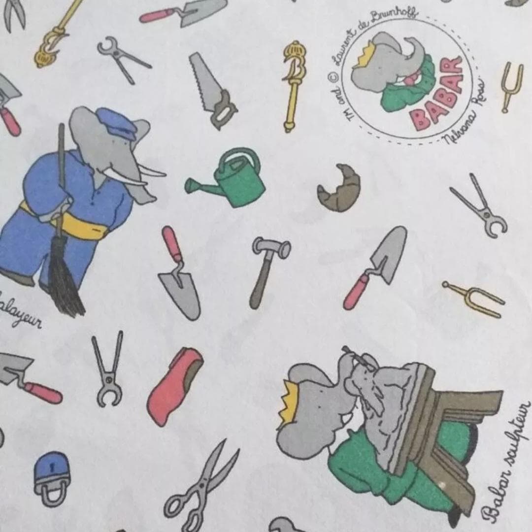 Babar Characters Fabric by Laurent De Brunhoff From 1995. Fabulous ...