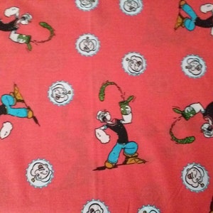 Popeye Fabric Vintage 1950s 1970s 1980s Excellent Condition by King ...