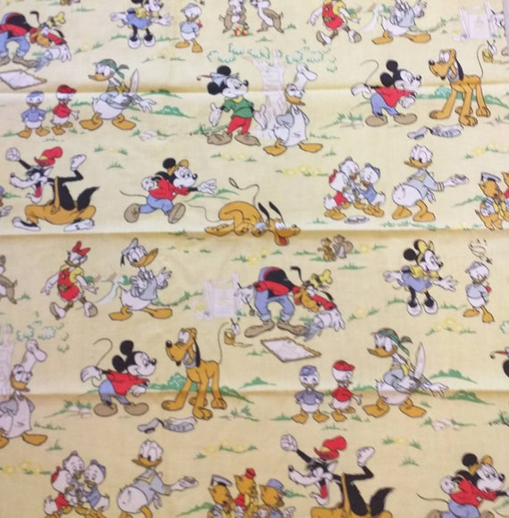 Mickey Mouse Disney Fabric Vintage unused 1950s Disney Fabric | Etsy