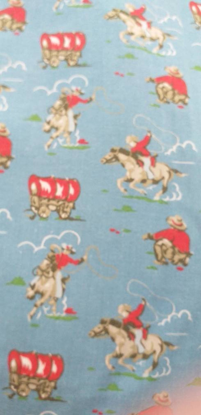 Cath Kidston Unused Vintage Cowboy Blue or Cream Cotton Fabric Vintage ...