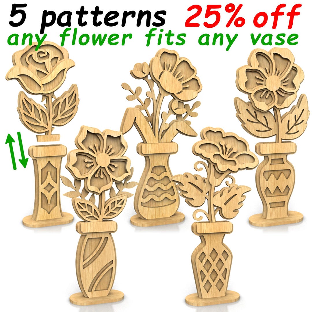 C274-flower Set - Scroll Saw Pattern (pdf, Dxf, Svg, Eps) - Etsy