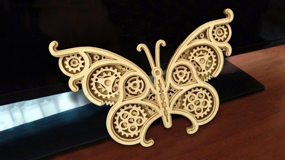 C131-mechanical Butterfly Scroll Saw Pattern pdf Dxf Svg | Etsy