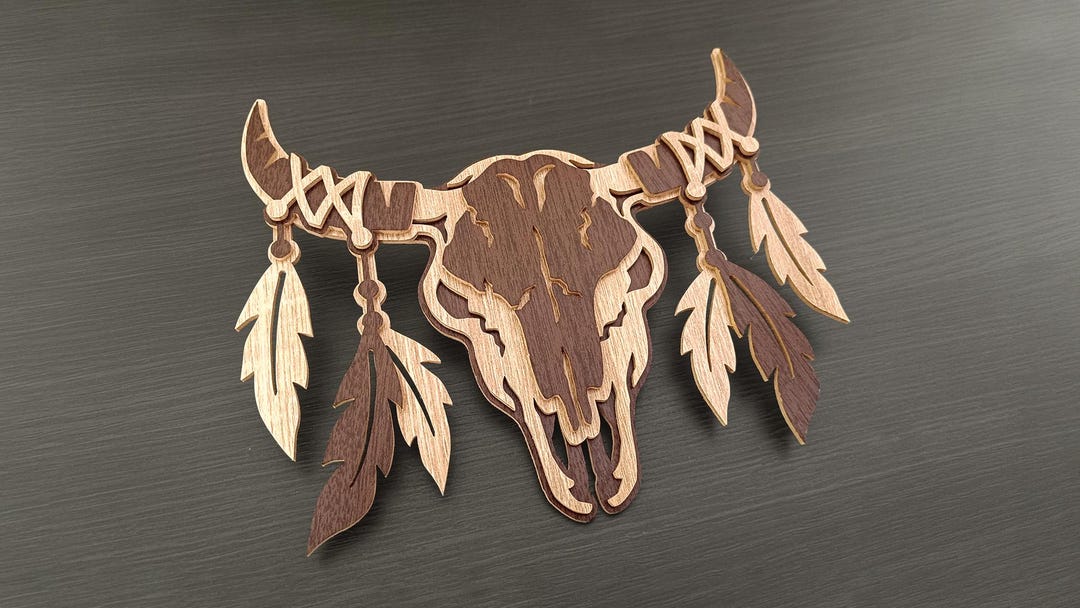 C273-bull Skull - Scroll Saw Pattern (pdf, Dxf, Svg, Eps) - Etsy