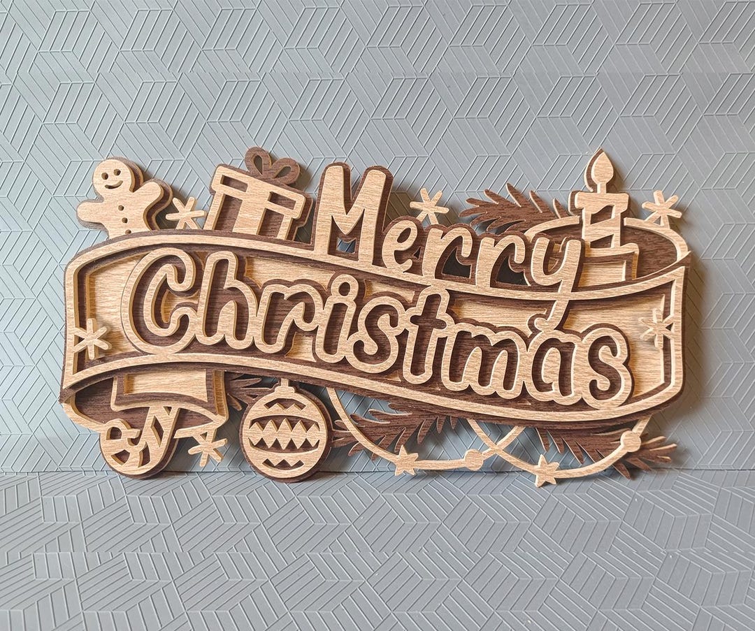 C271-merry Christmas - Scroll Saw Pattern (pdf, Dxf, Svg, Eps) - Etsy