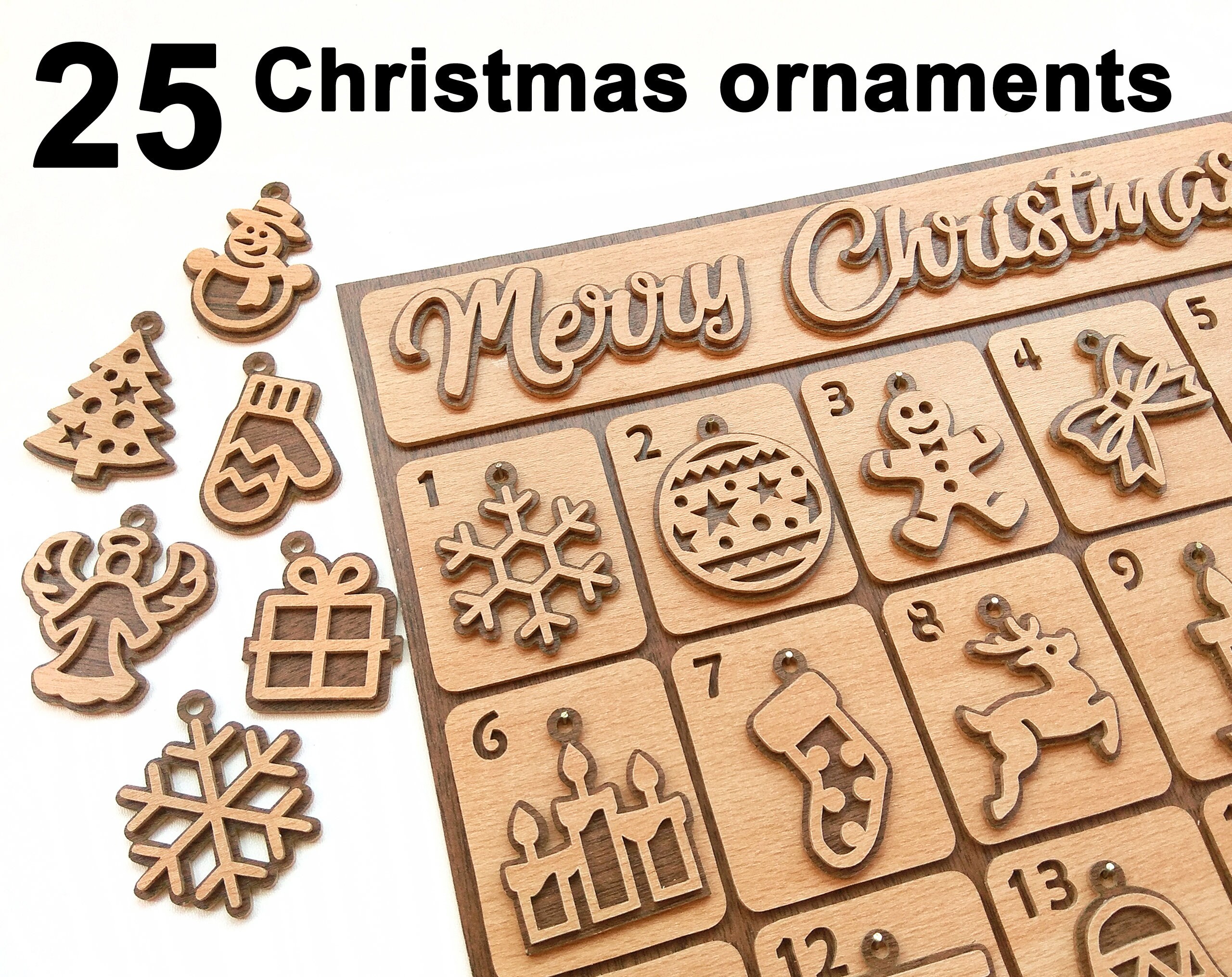 C137-Christmas calendar Scroll saw pattern pdf dxf svg | Etsy