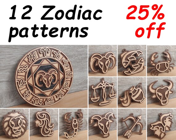 C200-zodiac Signs Set Scroll Saw Pattern pdf Dxf Svg | Etsy