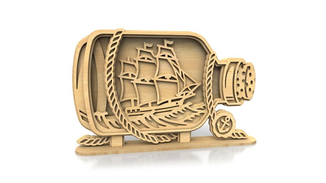 C287-ship in a Bottle - Scroll Saw Pattern (pdf, Dxf, Svg, Eps) - Etsy