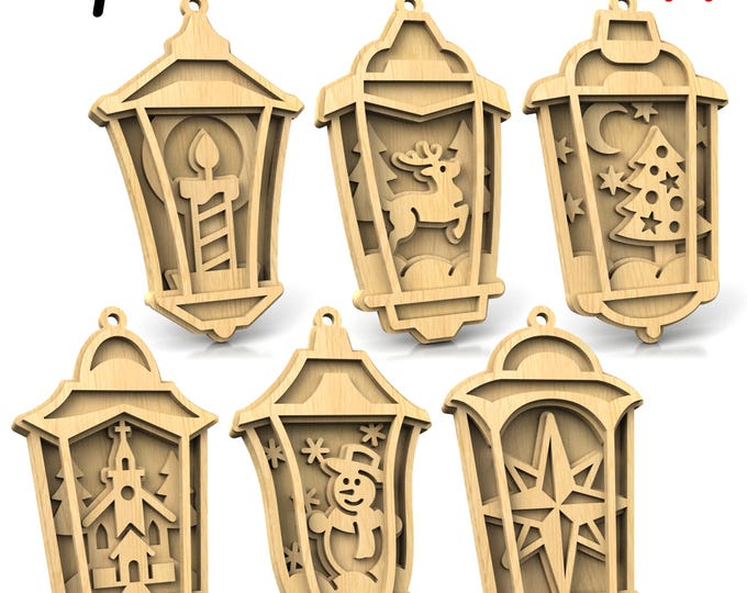 C270-christmas Lamp Set - Scroll Saw Pattern (pdf, Dxf, Svg, Eps) - Etsy