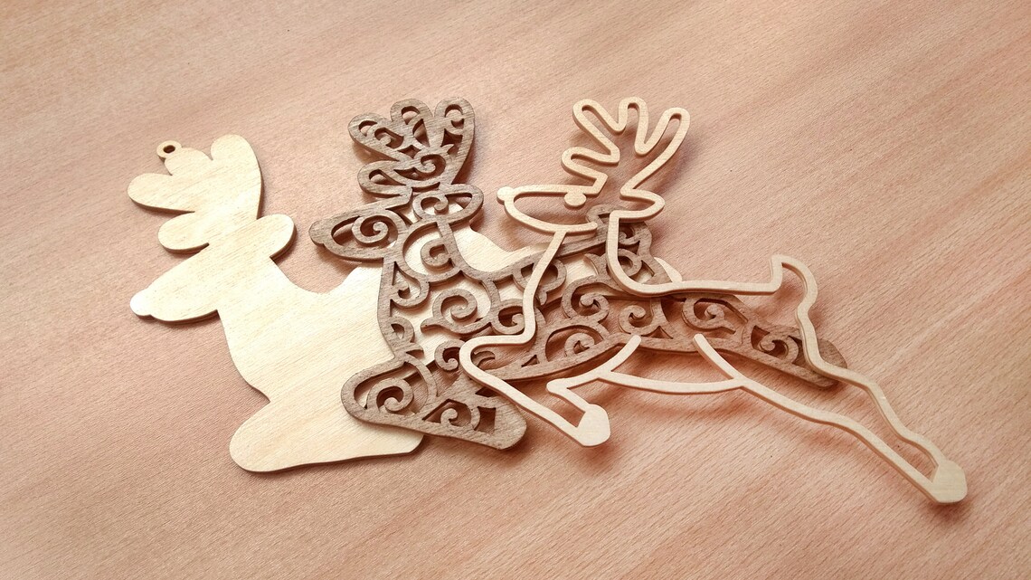 C83-christmas Deer - Scroll Saw Pattern (pdf, Dxf, Svg, Eps) - Etsy
