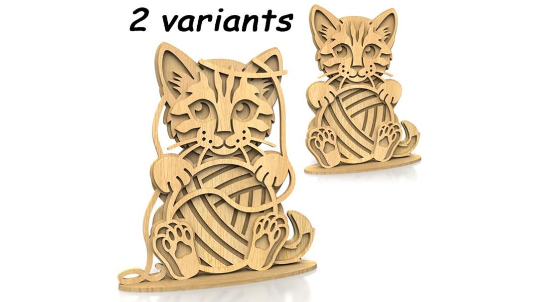 C283-kitten - Scroll Saw Pattern (pdf, Dxf, Svg, Eps) - Etsy