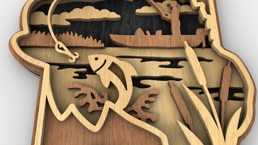 C226-fishing Scroll Saw Pattern pdf Dxf Svg Eps - Etsy