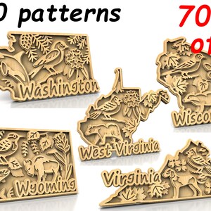 C240-US State Set - Scroll Saw Pattern (pdf, Dxf, Svg, Eps) - Etsy