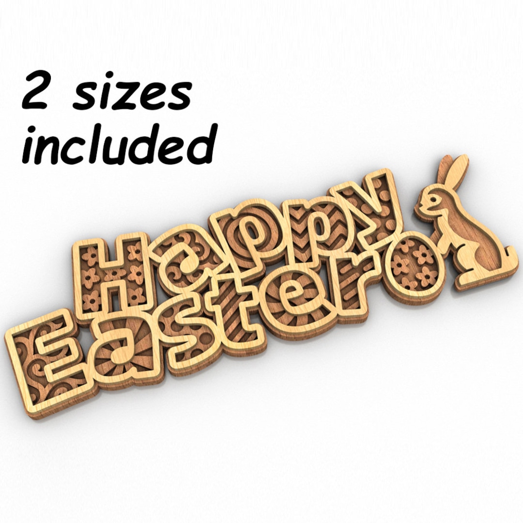 C228-happy Easter - Scroll Saw Pattern (pdf, Dxf, Svg, Eps) - Etsy