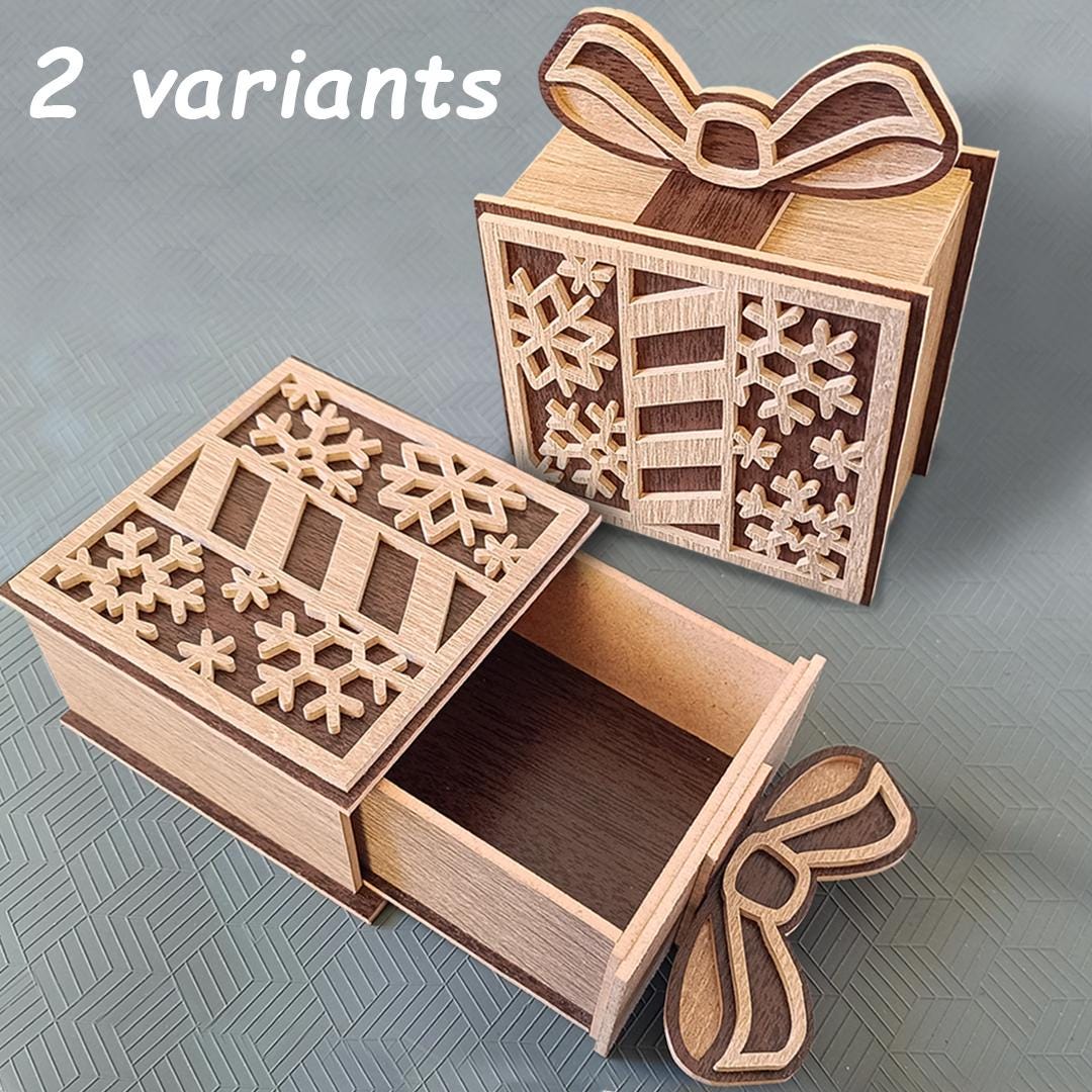 C268-christmas Box - Scroll Saw Pattern (pdf, Dxf, Svg, Eps) - Etsy