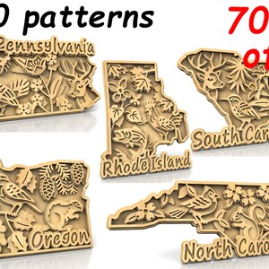 C240-US State Set - Scroll Saw Pattern (pdf, Dxf, Svg, Eps) - Etsy