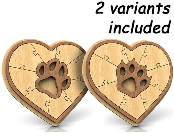 P01-paw Puzzle - Scroll Saw Pattern (pdf, Dxf, Svg, Eps) - Etsy