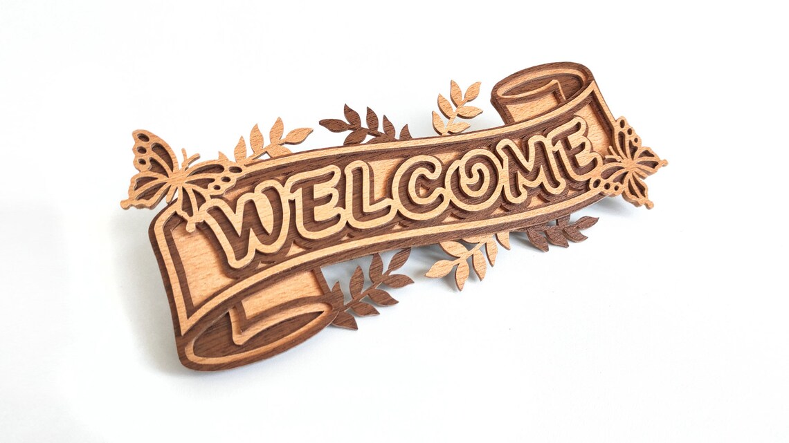 C202-welcome Scroll Saw Pattern pdf Dxf Svg Eps | Etsy