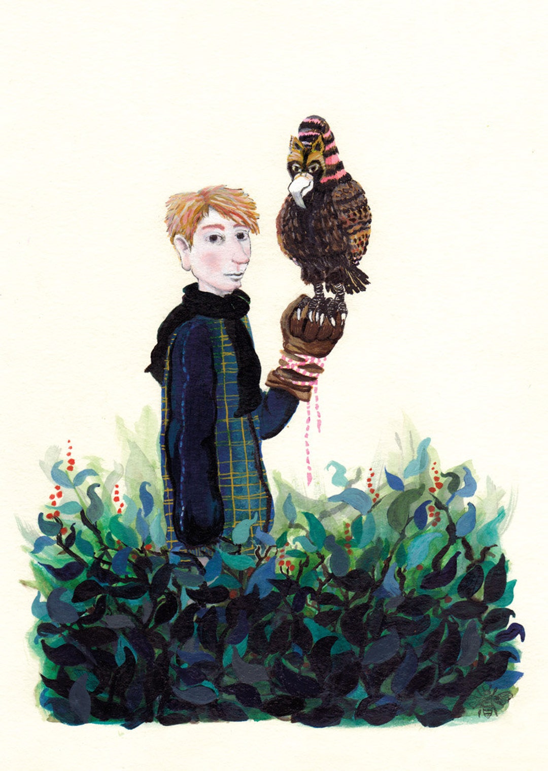 Falconry Art Print: Introverted Boy Portrait, Bird of Prey Poster - Etsy