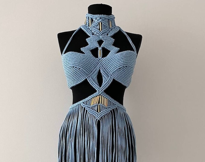 Macrame Wedding Dress, Rave Outfit, Burning Man Dress, Macrame ...