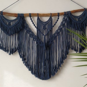Royal Blue Wall Hanging, Large Macrame Backdrop, Macrame Wall Hanging ...