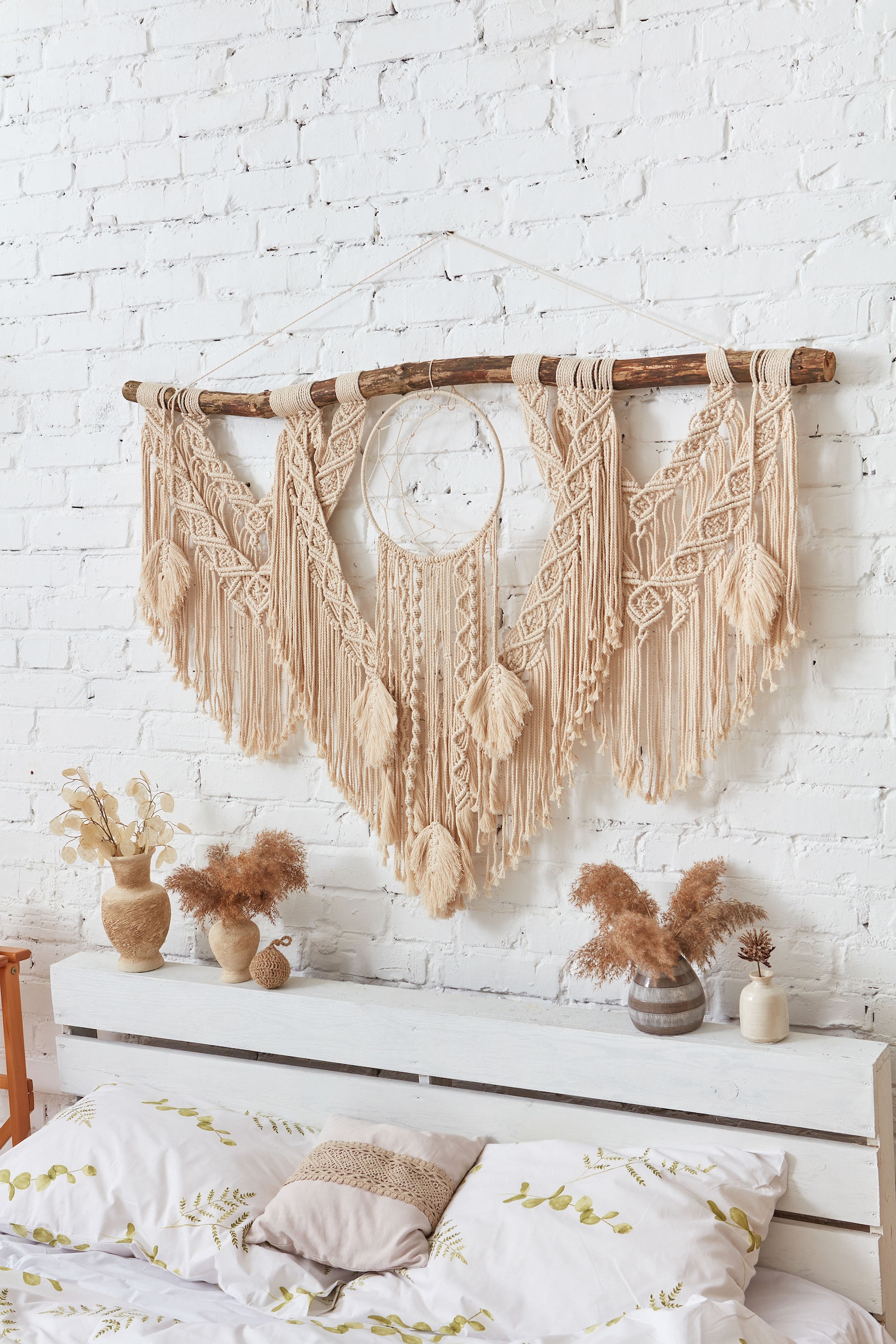 Large Macrame Backdrop with Dream catcher Extra large Macrame | Etsy