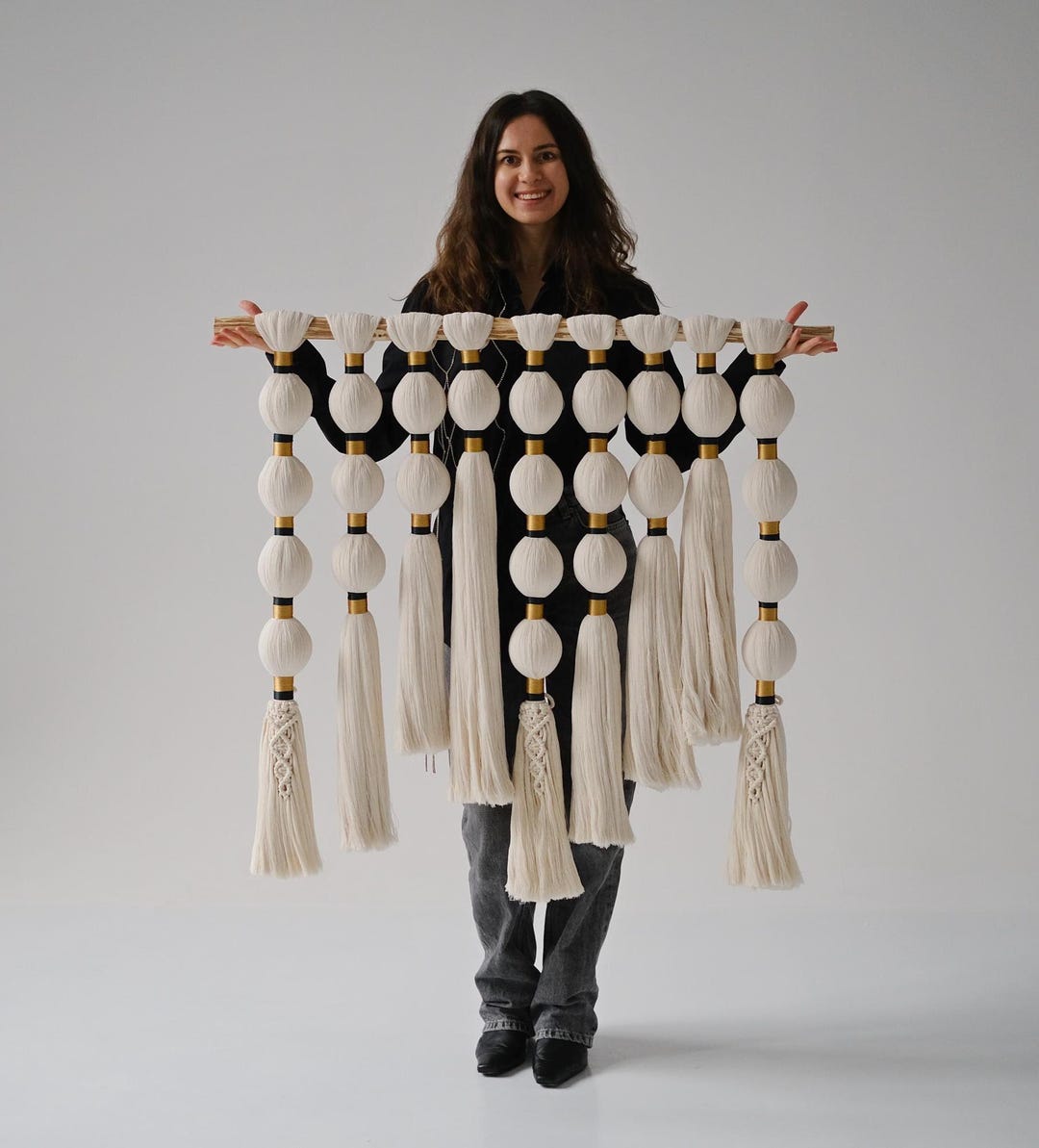 Ball Macrame Mural for Wall, Macrame Ball Hanging, Large Woven Wall Art ...