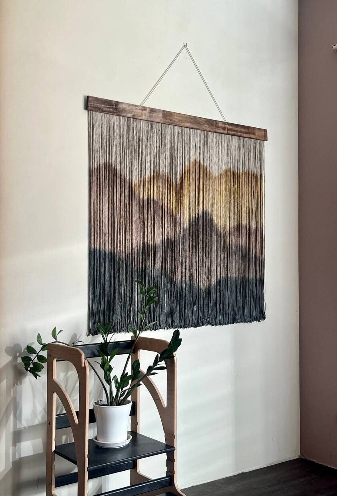 Hand-dyed Tapestry, Dip Dye Fiber Art, Living Room Decor, Macrame Wall ...