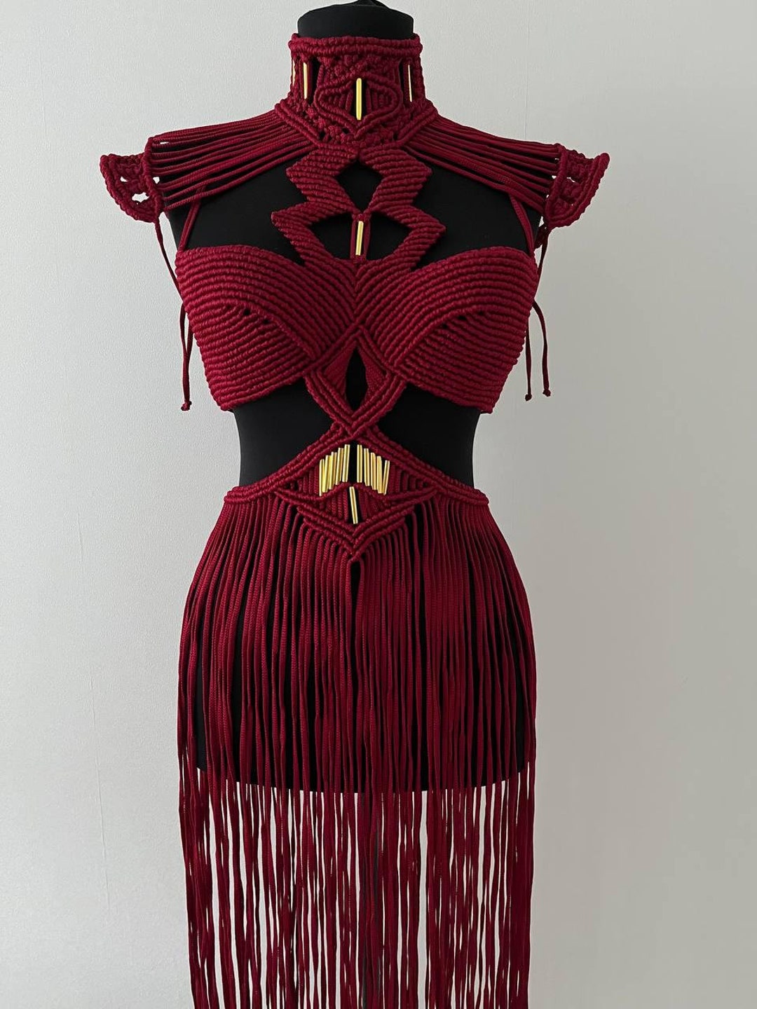 Rave Outfit, Burning Man Dress, Macrame Beachwear, Macrame Rope Dress ...