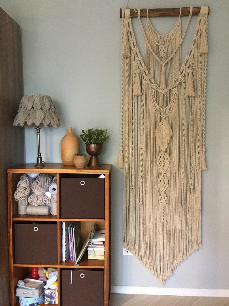 Extra Long Woven Tapestry, Macrame Mural, Geometric Macrame Headboard ...
