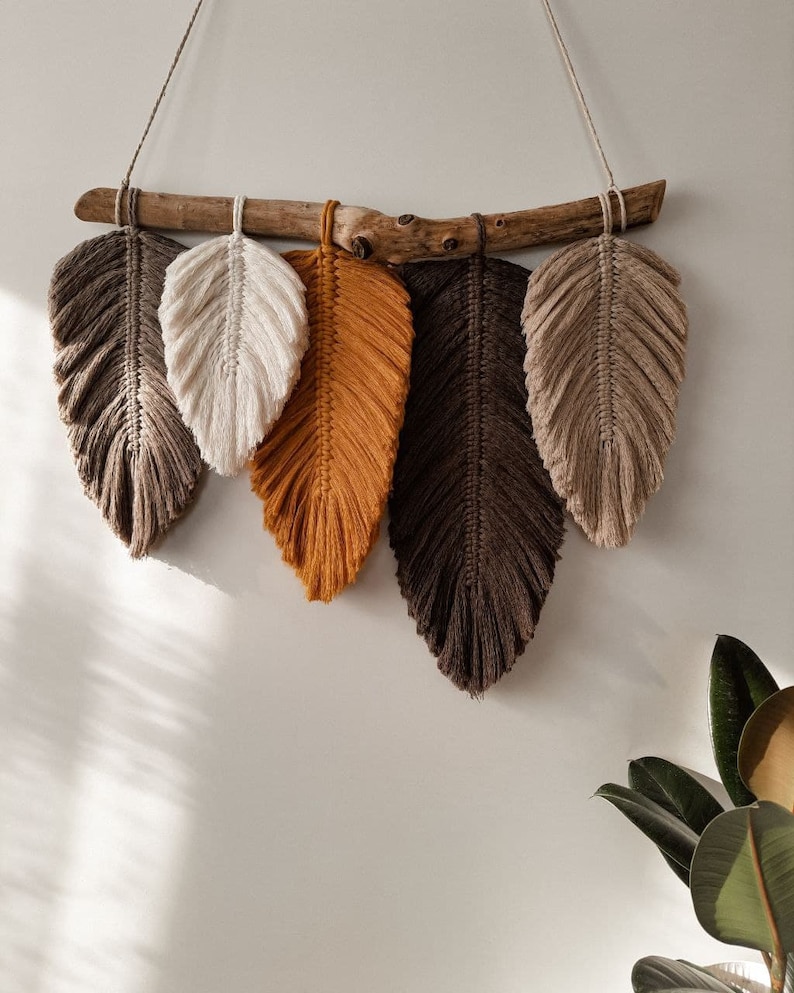 Colored Macrame Feathers Nursery Decor Macrame Wall - Etsy
