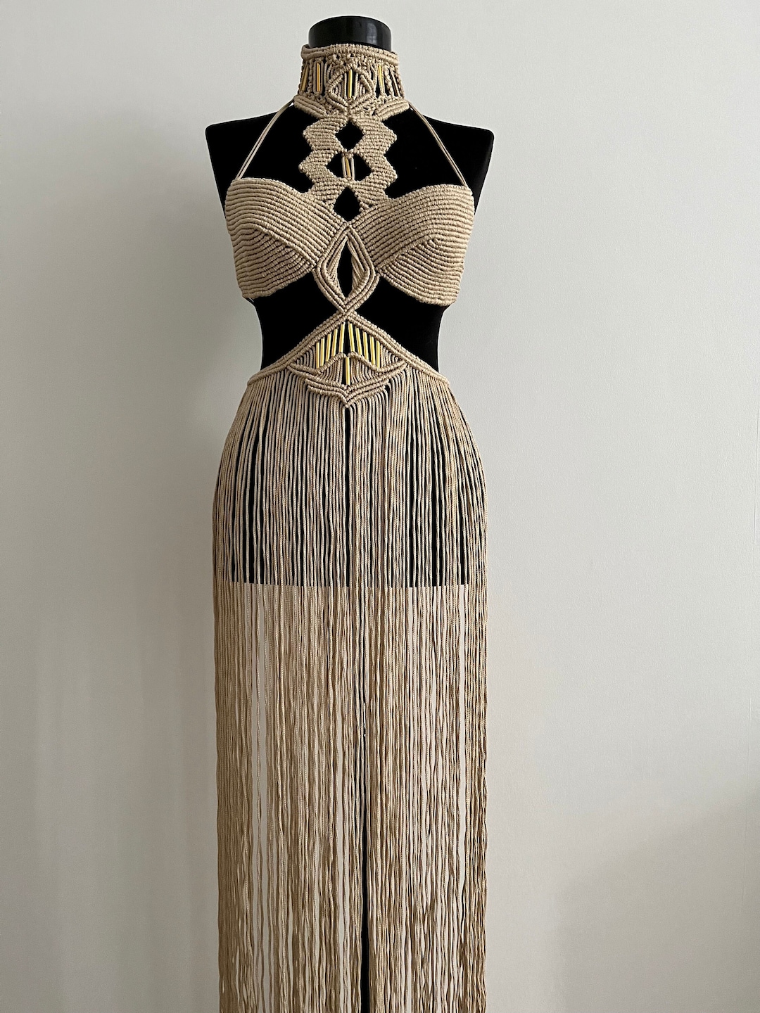 Rave Outfit, Burning Man Dress, Macrame Beachwear, Macrame Rope Dress ...