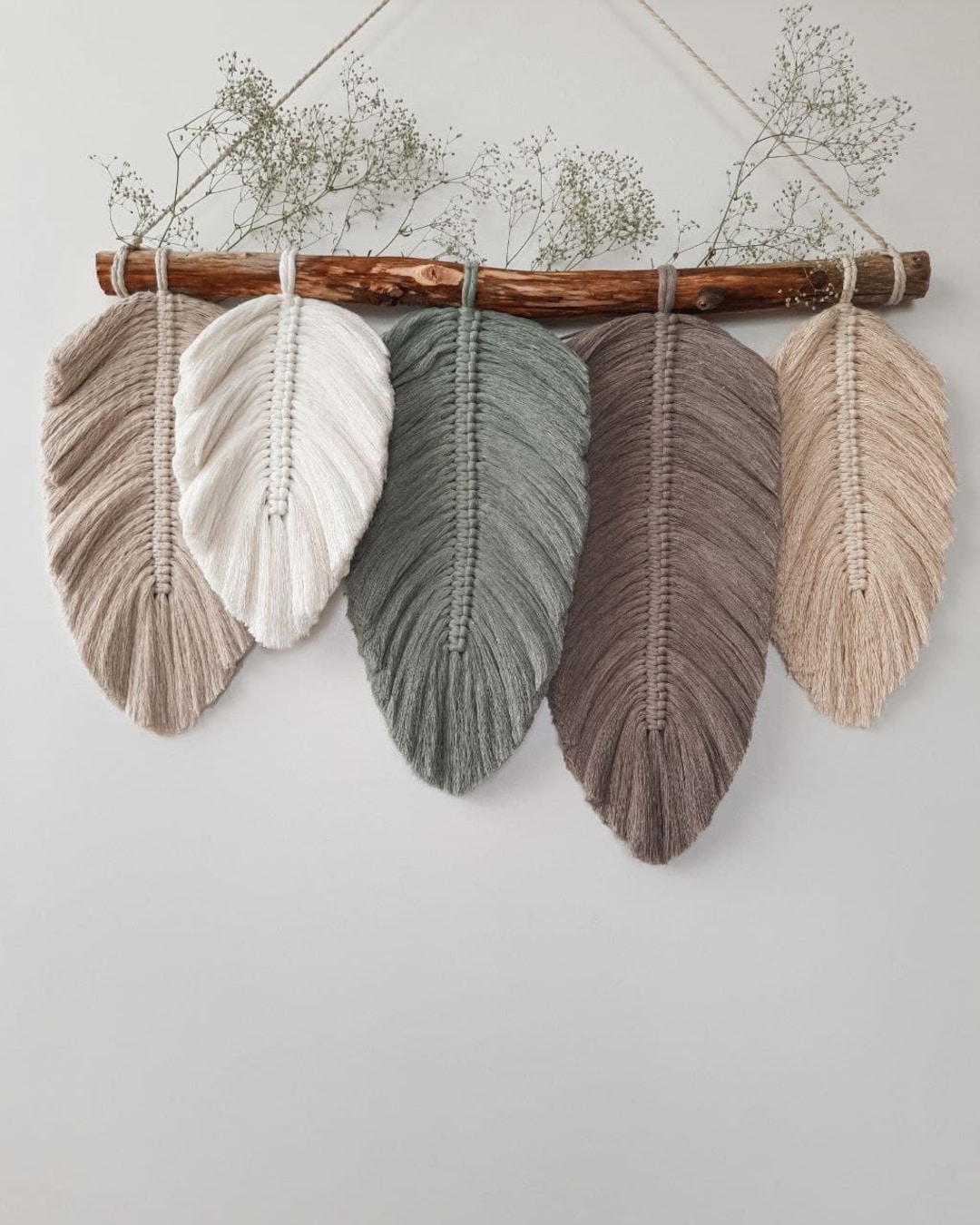 Colored Macrame Feathers, Nursery Decor, Macrame Wall Hanging, Macrame ...