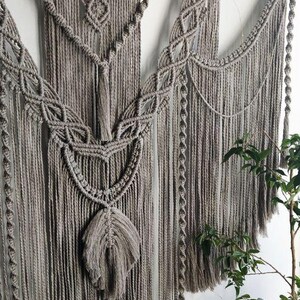 Gray Large Macrame Backdrop, Extra Large Macrame Wall Hanging With ...