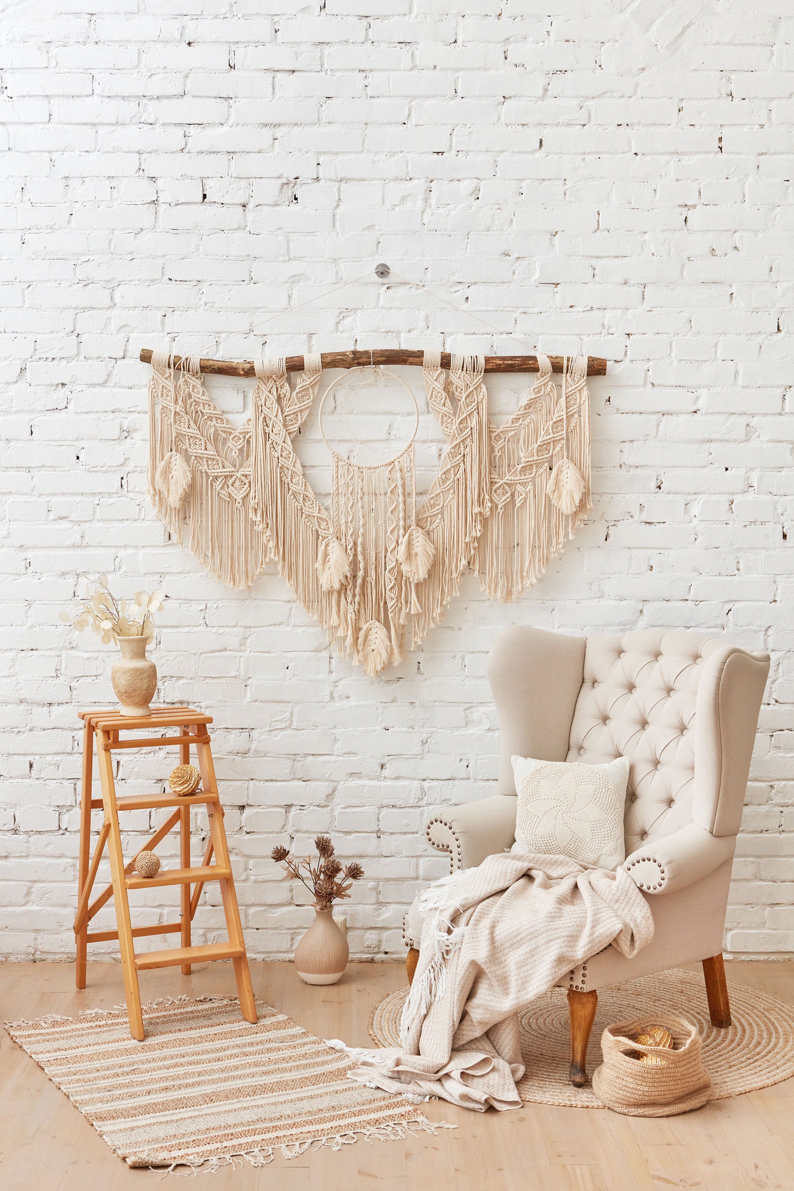 Large Macrame Backdrop with Dream catcher Extra large Macrame | Etsy